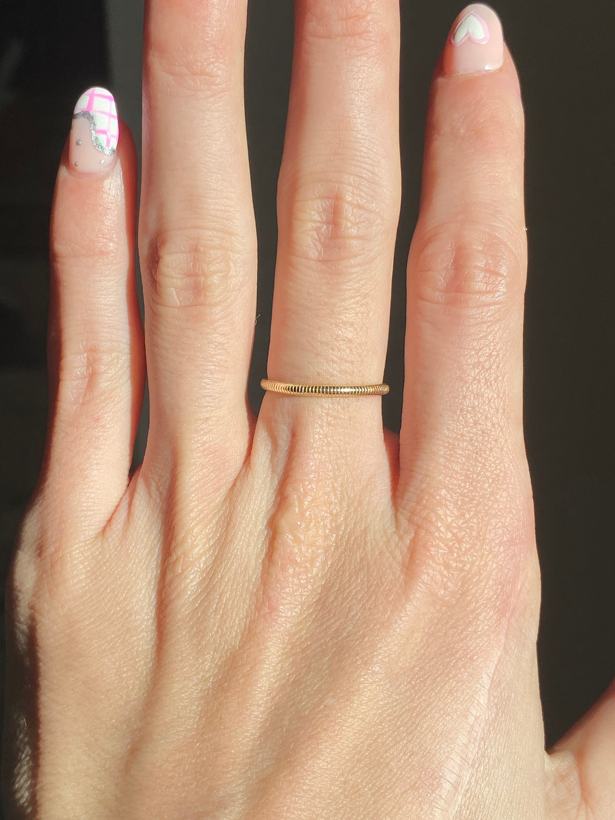 14k ribbed coil stacker ring– julzgold